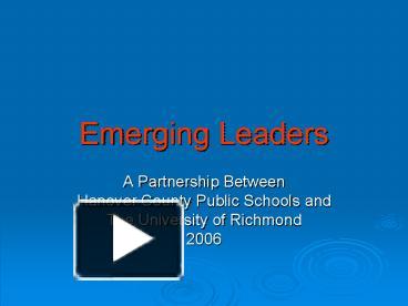 Emerging Leaders presentation | free to view