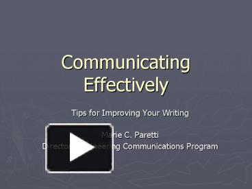 PPT – Communicating Effectively PowerPoint presentation | free to view ...