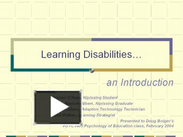 PPT – Learning Disabilities PowerPoint presentation | free to view - id ...