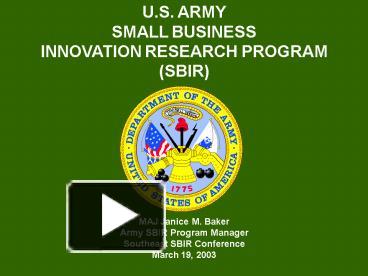 U.S. ARMY presentation | free to view