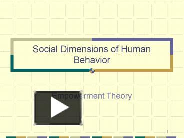 Social Dimensions of Human Behavior presentation | free to view