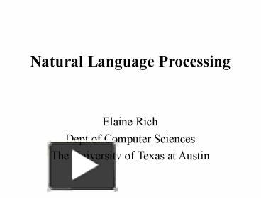 PPT – Natural Language Processing PowerPoint presentation | free to ...