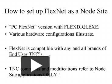 How to set up FlexNet as a Node Site presentation | free to view