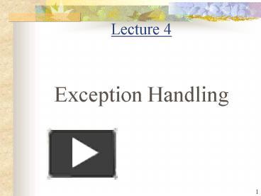PPT – Exception Handling PowerPoint presentation | free to view - id ...