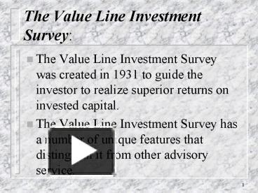 PPT – The Value Line Investment Survey: PowerPoint presentation | free ...