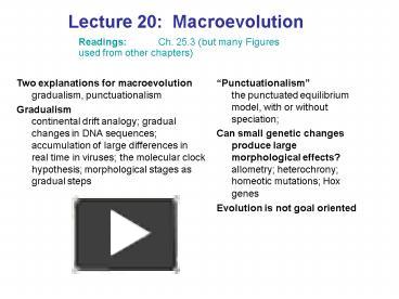 Lecture 20: Macroevolution presentation | free to view