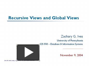 Recursive Views and Global Views presentation | free to download