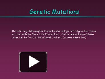 PPT – Genetic Mutations PowerPoint presentation | free to view - id ...