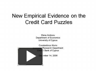 PPT – New Empirical Evidence on the Credit Card Puzzles PowerPoint ...
