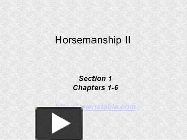 Horsemanship II presentation | free to download