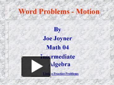 Motion Word Problems presentation | free to view