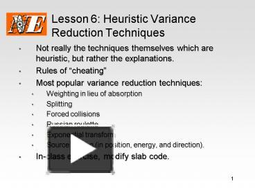 PPT – Lesson 6: Heuristic Variance Reduction Techniques PowerPoint ...