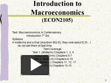 Introduction to Macroeconomics ECON2105 presentation | free to view