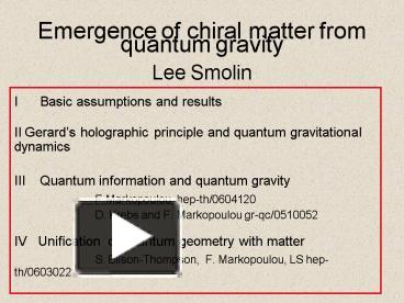 PPT – I Basic assumptions and results PowerPoint presentation | free to ...