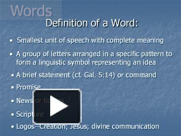 Definition of a Word: presentation | free to download