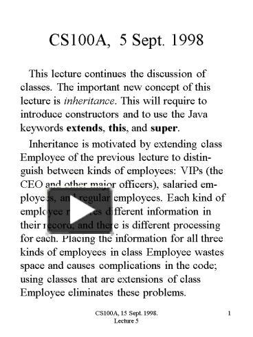 PPT – CS100A, 5 Sept. 1998 PowerPoint presentation | free to download ...