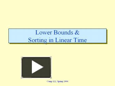Lower Bounds presentation | free to download