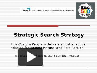 Strategic Search Strategy presentation | free to view