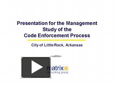 PPT – Presentation for the Management Study of the Code Enforcement ...