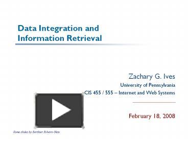 PPT – Data Integration and Information Retrieval PowerPoint ...