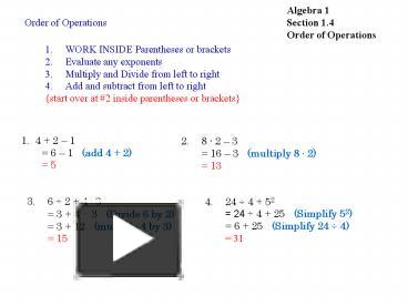 Order of Operations presentation | free to view