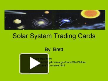 Solar System Trading Cards presentation | free to view