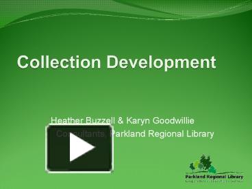 Collection Development presentation | free to view