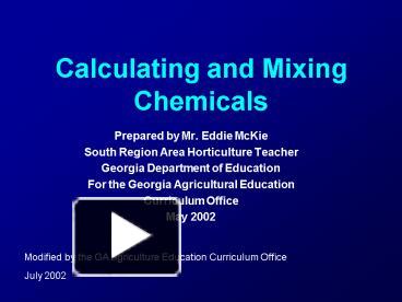 PPT – Calculating and Mixing Chemicals PowerPoint presentation | free ...