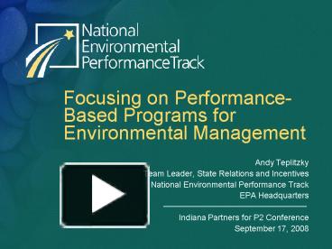 Focusing on PerformanceBased Programs for Environmental Management ...