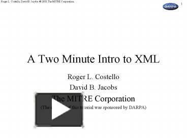 PPT – A Two Minute Intro to XML PowerPoint presentation | free to ...