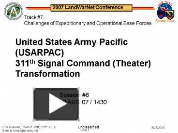 United States Army Pacific USARPAC presentation | free to view