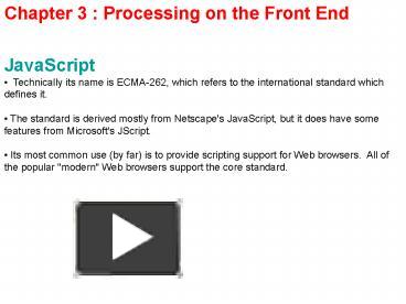PPT – Chapter 3 : Processing on the Front End PowerPoint presentation ...