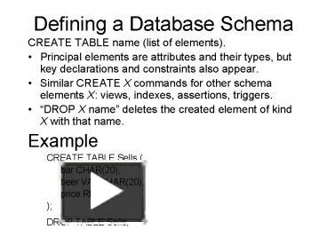 PPT – Defining a Database Schema PowerPoint presentation | free to ...