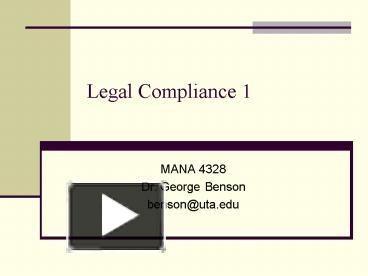 Legal Compliance 1 presentation | free to view