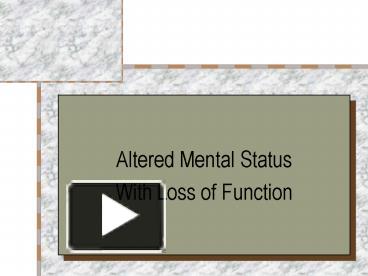 Altered Mental Status presentation | free to view