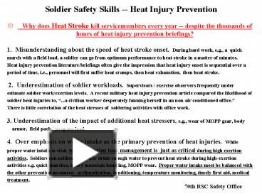 Soldier Safety Skills Heat Injury Prevention presentation | free to view