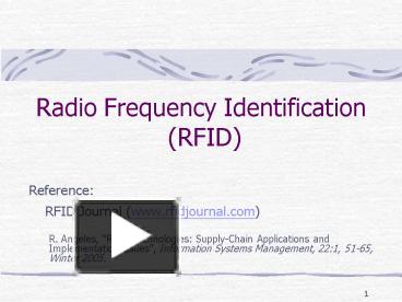 PPT – Radio Frequency Identification RFID PowerPoint presentation ...