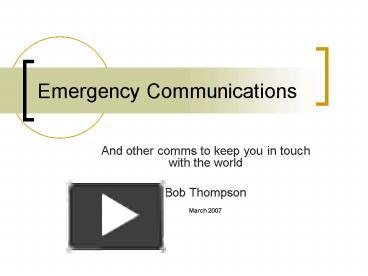 Emergency Communications presentation | free to view
