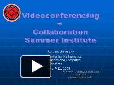 Judy Bornstein, jsbornrci.rutgers.edu presentation | free to view