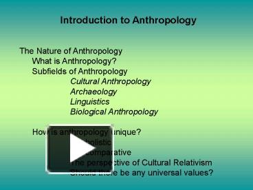 Introduction to Anthropology presentation | free to view