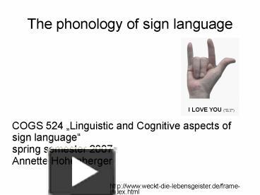 The phonology of sign language presentation | free to view