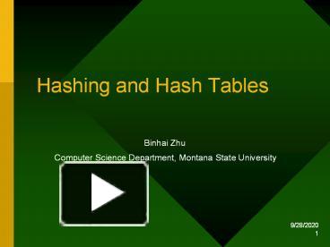 PPT – Hashing and Hash Tables PowerPoint presentation | free to ...