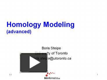 PPT – Homology Modeling (advanced) PowerPoint presentation | free to ...