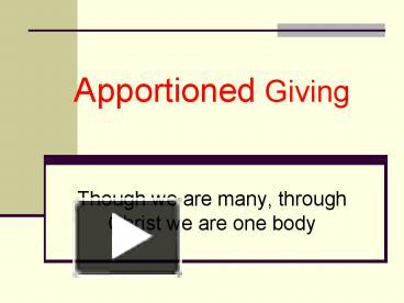 Apportioned Giving presentation | free to view