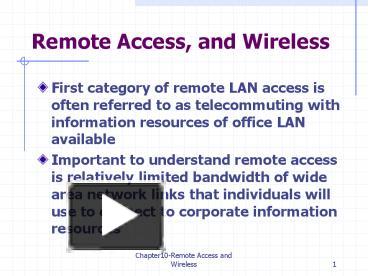 PPT – Remote Access, and Wireless PowerPoint presentation | free to ...