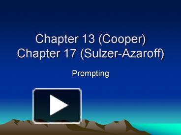 PPT – Chapter 13 Cooper Chapter 17 SulzerAzaroff PowerPoint ...