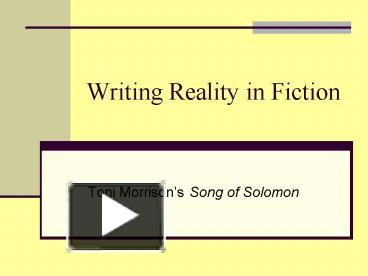 Writing Reality in Fiction presentation | free to view