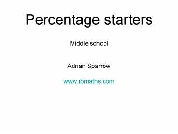 Percentage starters presentation | free to view