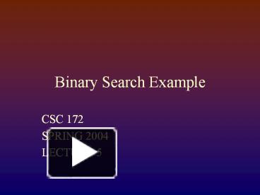 PPT – Binary Search Example PowerPoint presentation | free to download ...