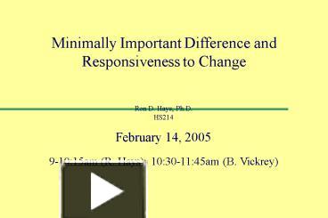 Minimally Important Difference and Responsiveness to Change ...